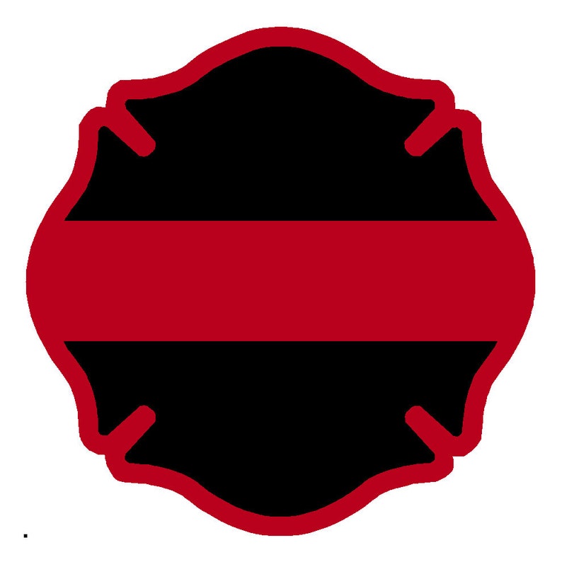 Reflective Thin Red Line Maltese Cross Car or Fire Helmet Decal ...