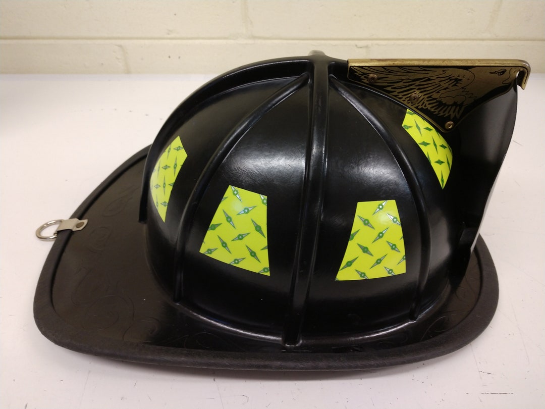 8 Reflective Fluorescent Yellow Diamond Plate Fire Helmet Tetrahedrons ...