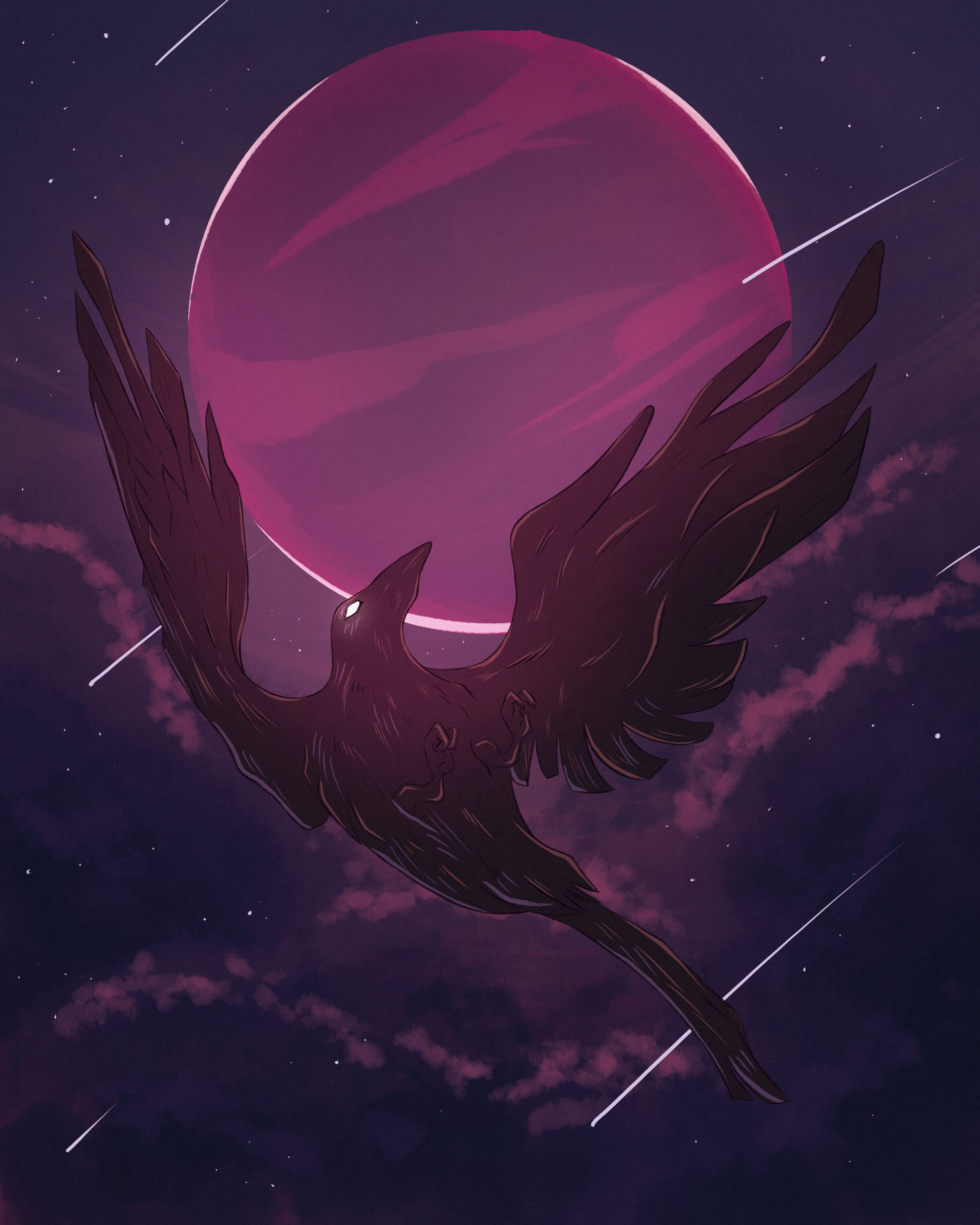 Midnight Crow Bird Silhouette Wall Art 8x10 or 5x7 - Etsy
