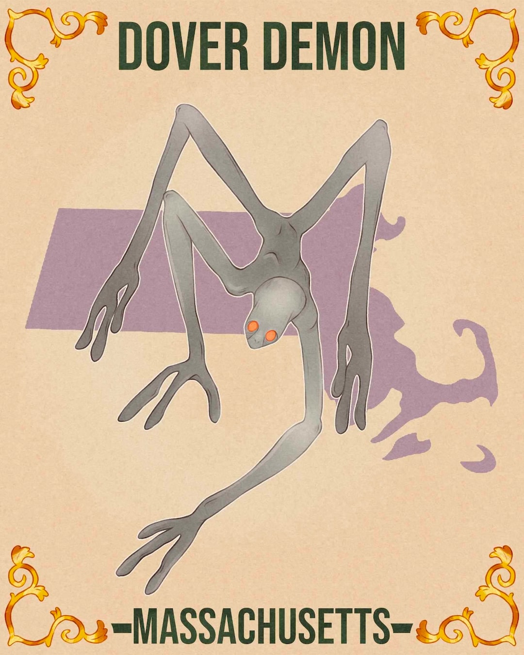Dover Demon Cryptid Art Print 8x10 or 5x7 Eerie Cryptozoology Wall Art - Etsy
