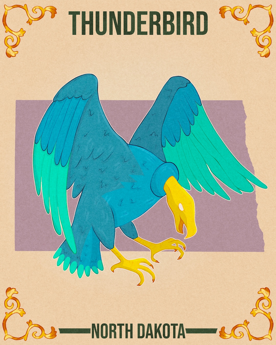 Thunderbird Cryptid Art Print 8x10 or 5x7 Majestic Cryptozoology Wall Art - Etsy