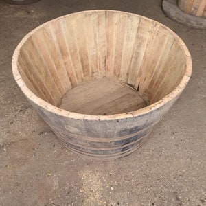 Extra Large 60cm Tall Oak Half Barrel - Tree Shrub Flower Garden ...