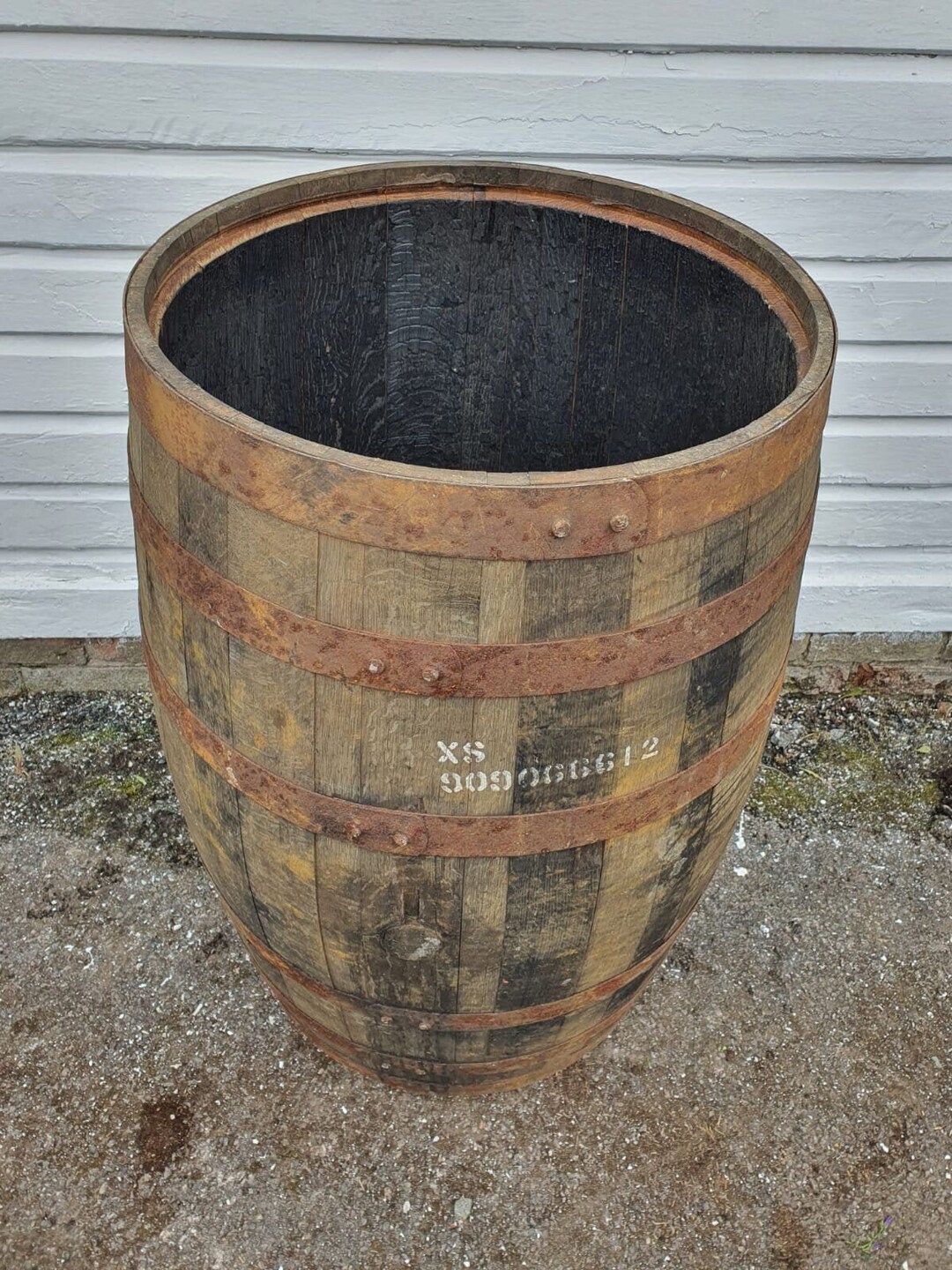 No Lid Reclaimed Rustic Oak Barrel / Whole Barrel Planter - Whiskey ...