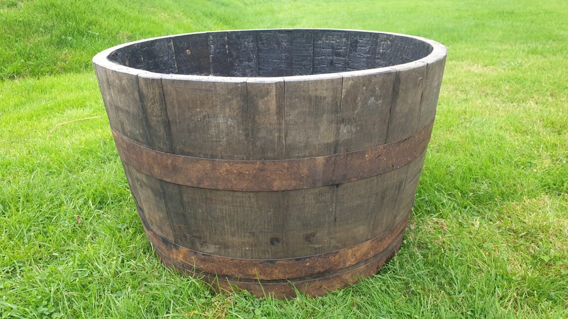 WHISKEY BARREL PLANTER - Reclaimed Oak Cask Planters - Freshly Made to ...