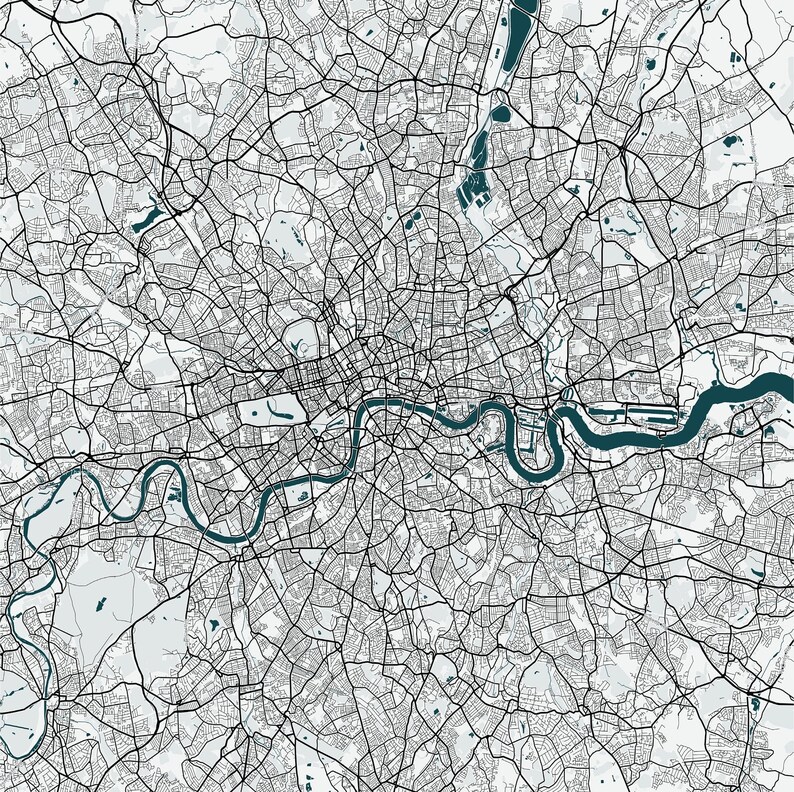 London Map Print Map of London City Map Art Street Names London Print ...