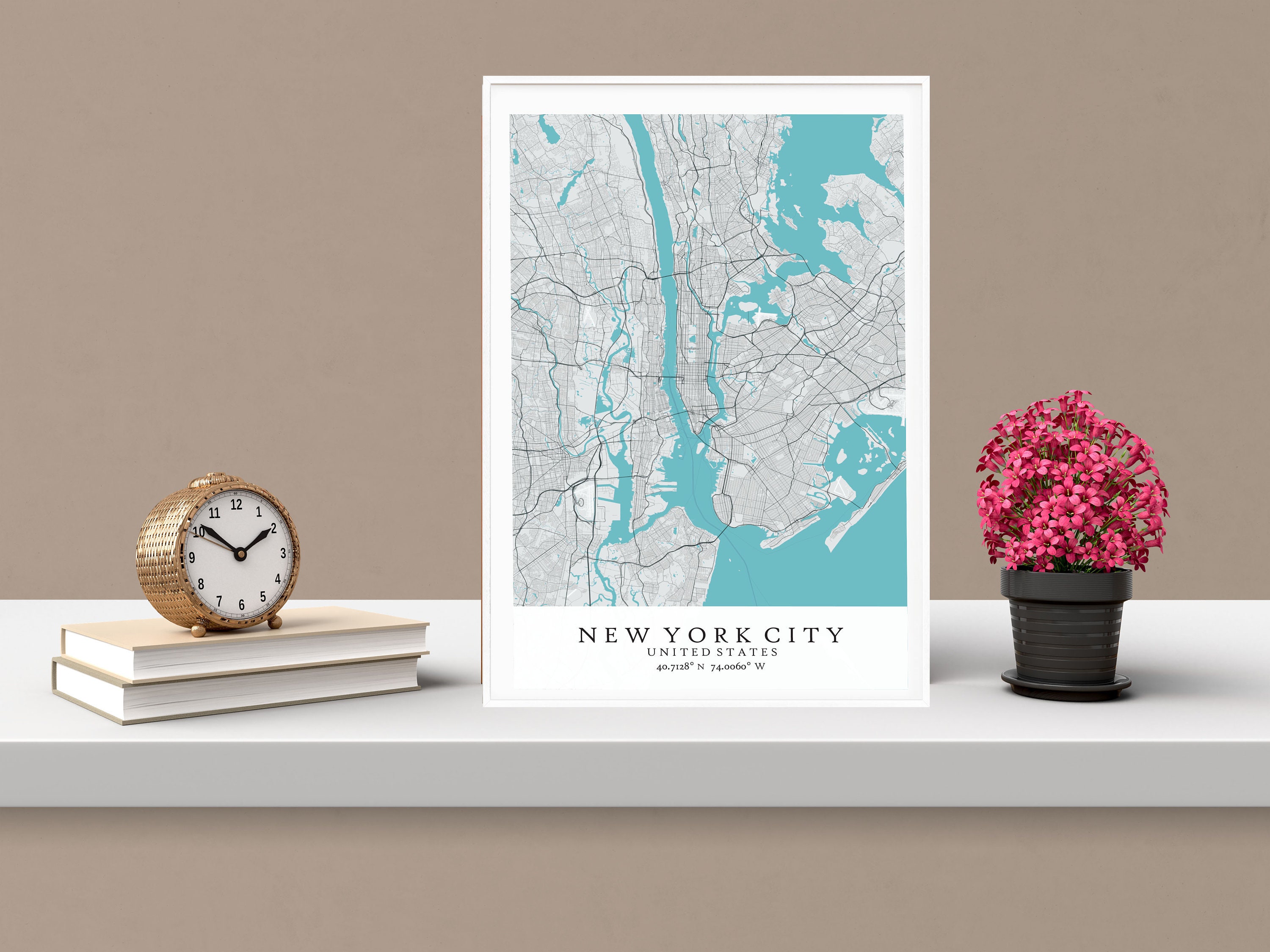 New York City Map Print Map of New York City Map Art Street Names New ...