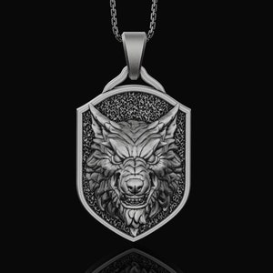 Necklace for Men Personalized Sterling Silver Wolf Head Pendant Men's ...