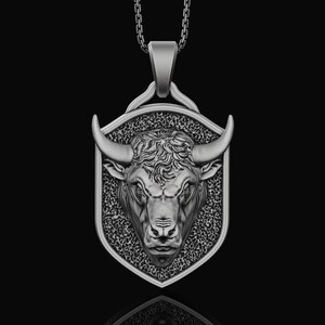 Sterling Silver Bull Necklace Gifts for Men Animal Pendant Jewelry ...