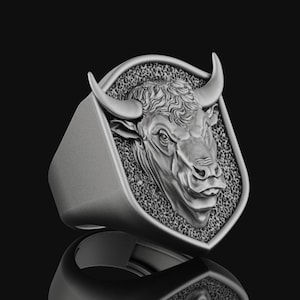 Men's Bull Ring, Big Pinky Jewelry Sterling Silver Accessory, Mens ...