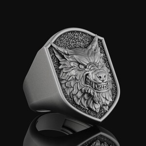 Angry Wolf, Men's Silver Wolf Christmas Gifts for Him Ring Gift for Men ...