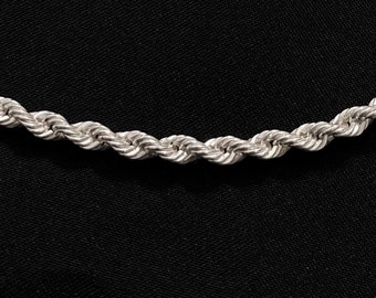 925 Sterling Silver 3mm Rope Chain Solid Heavy Silver Chain | Etsy