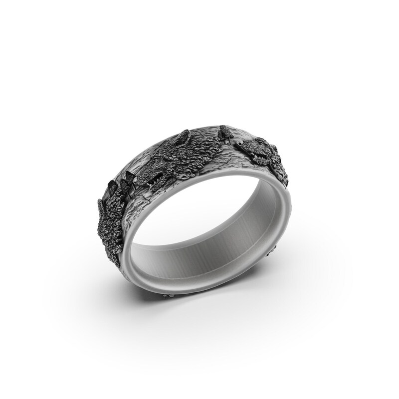Wolf Wedding Band - Etsy