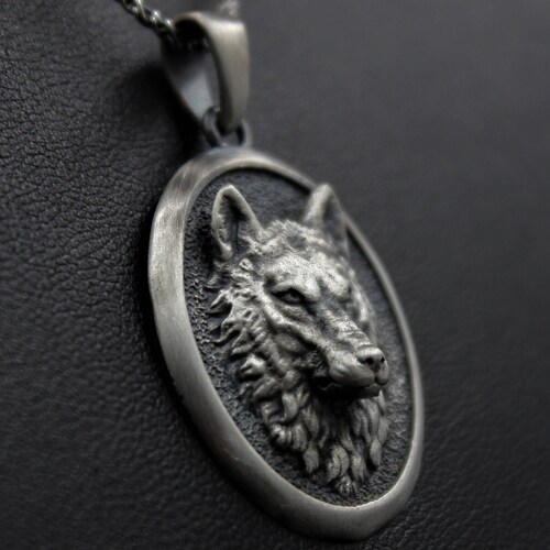 Personalized Wolf Accessory Animal Mens Jewelry 925 Silver - Etsy