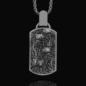 Under the Sea Necklace, Sterling Silver Sea Life Pendant With Fish ...