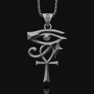 Gold Eye of Ra and Ankh Charm, Sterling Silver Key of Life Jewelry - Etsy