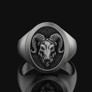 Aries Ring Ram Signet Horoscope Jewelry Silver Accessory Gift for Him ...