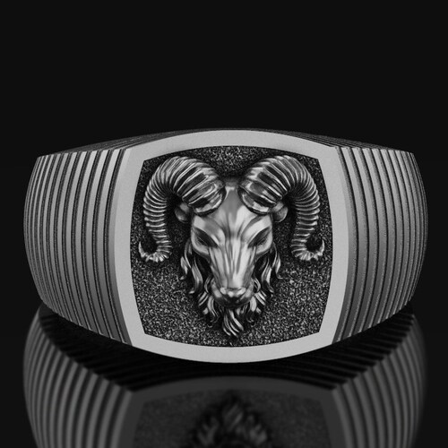 925 Silver Adjustable Ram Signet Ring Aries Jewelry Astrology - Etsy