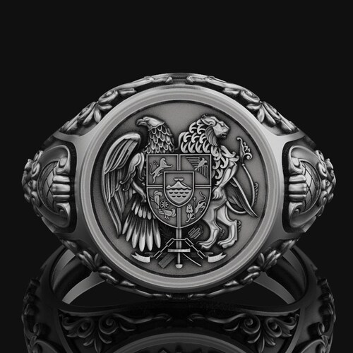 Armenian Coat of Arms Silver Signet Ring Jewelry Gift Daily - Etsy