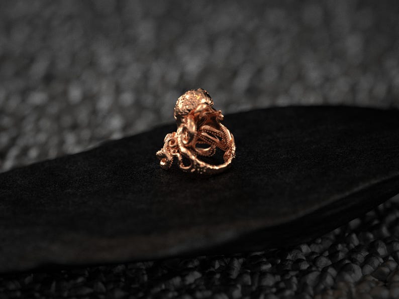 Octopus Silver Signet Ring – Nautical Octopus Jewelry Unisex Sea ...