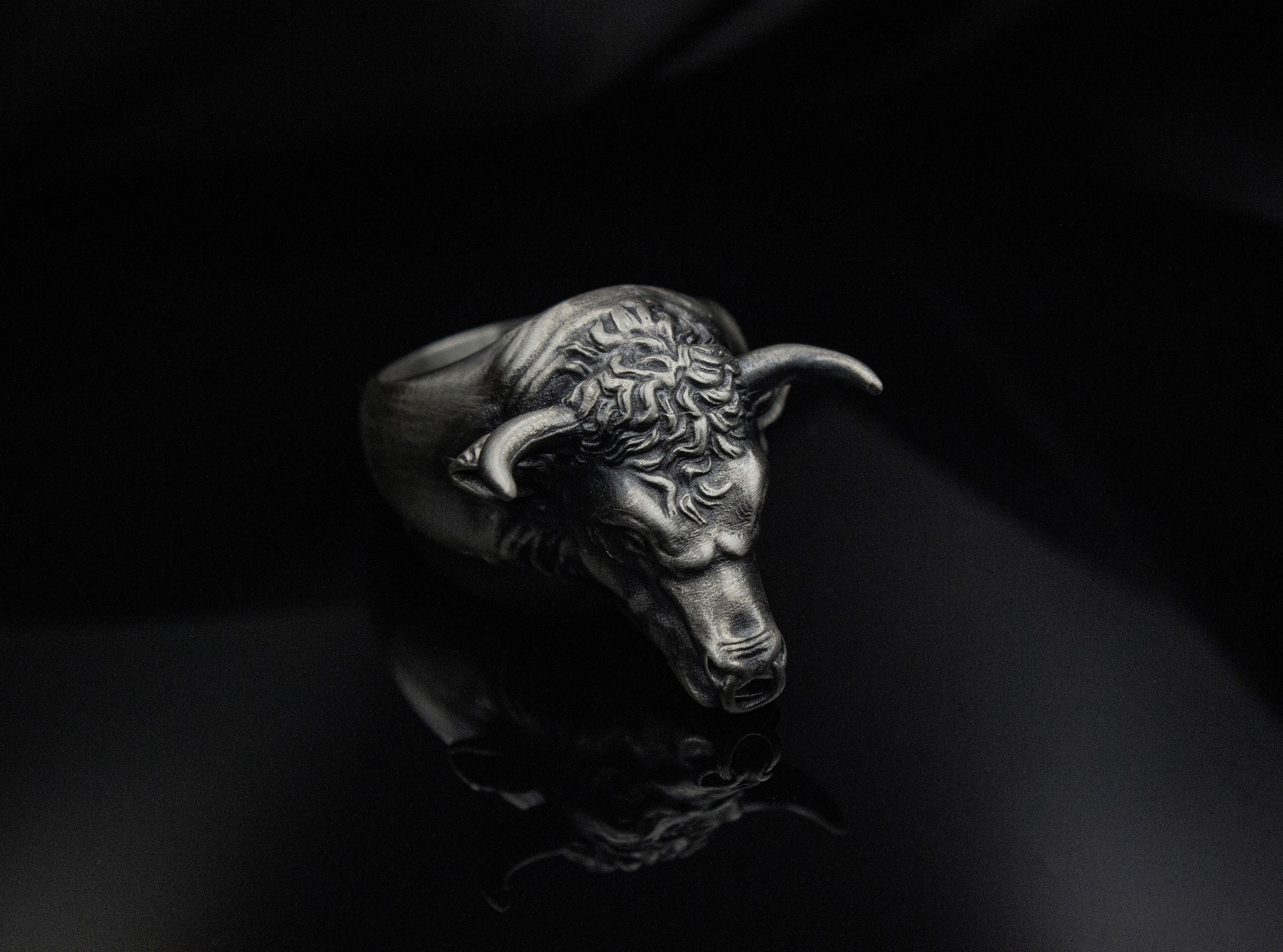 925 Silver Bull Ring Mens Accessory Birthday Gift Ideas Women | Etsy