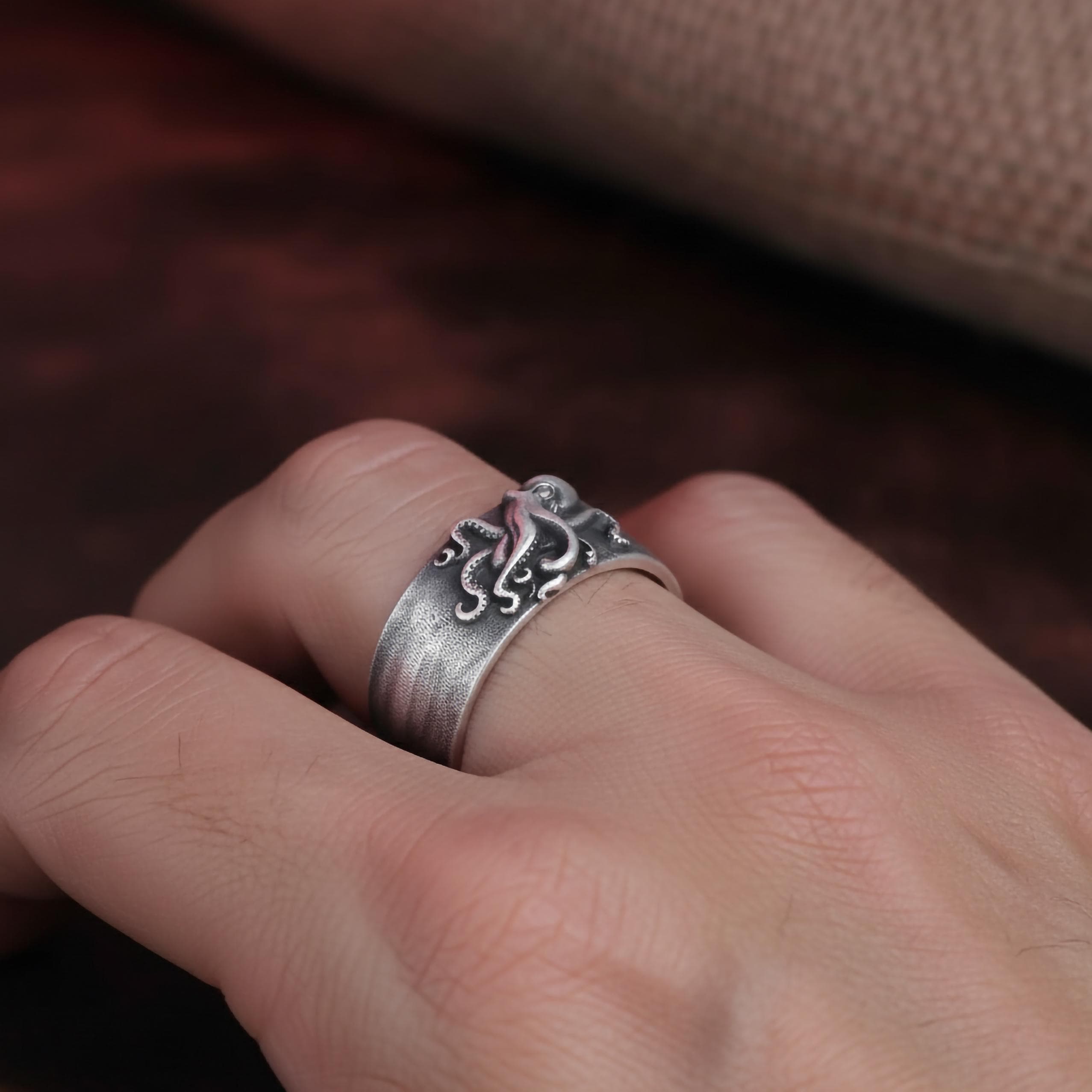 Sterling Silver Octopus Ring, Tentacle Band, Sea Jewelry - Etsy
