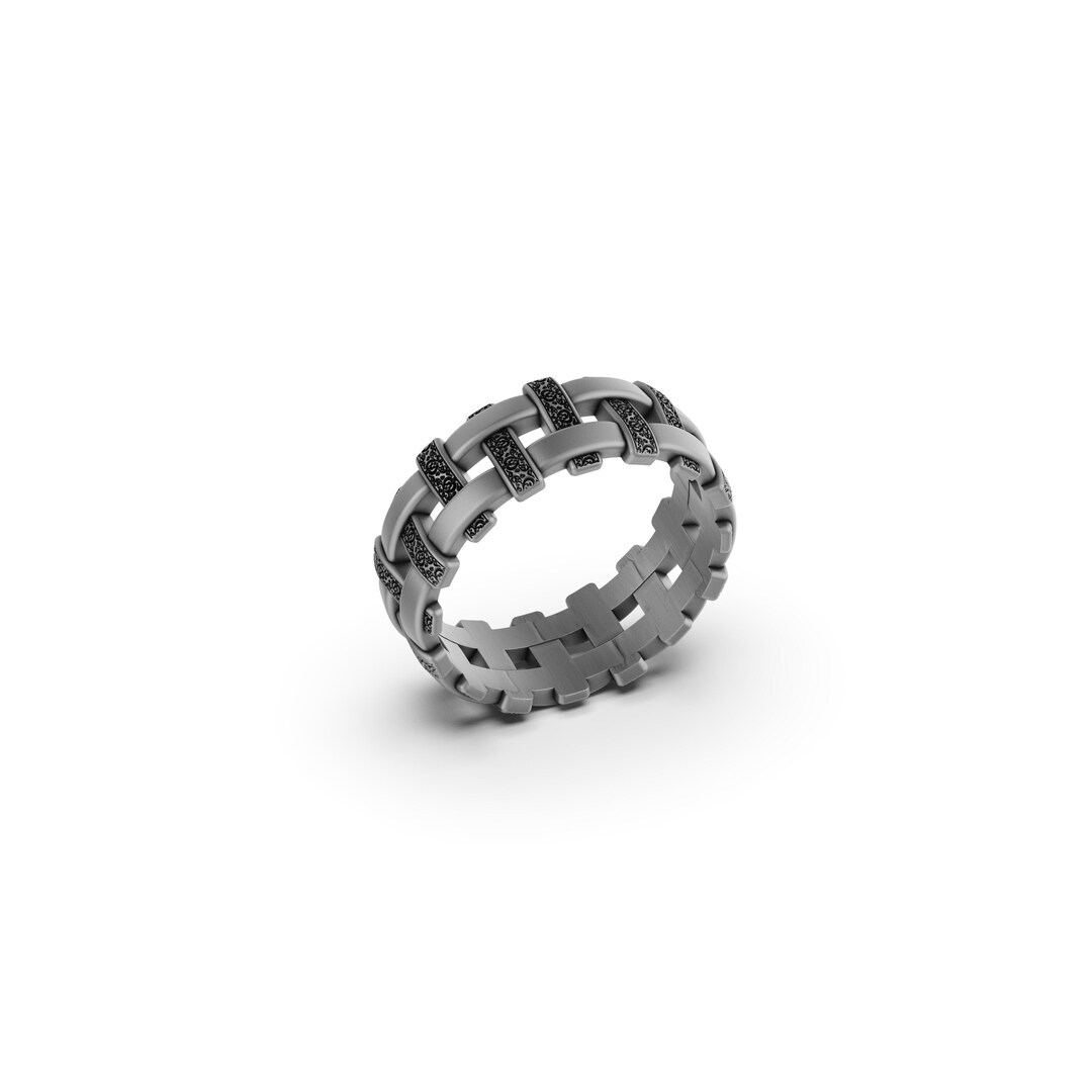 Wicker Cross Ring, Weaving Pattern Ring, Unique Wedding Band, Rustic ...