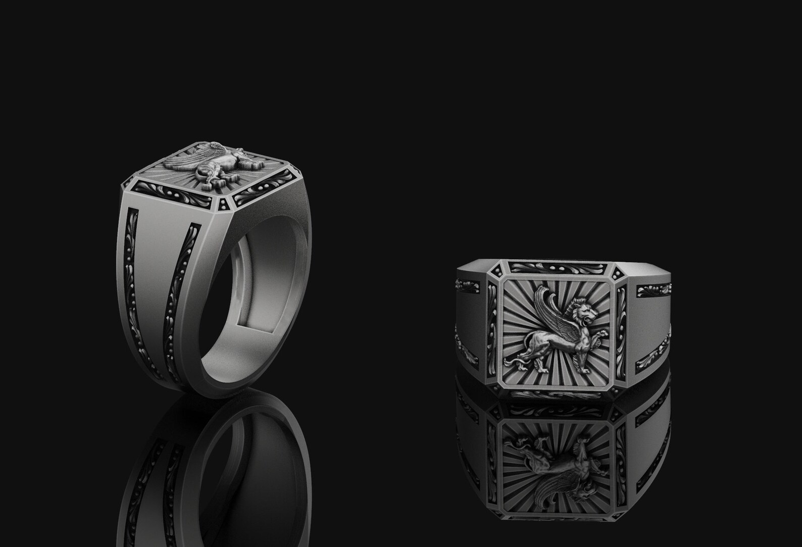 Gold Plated Silver Gryphon Ring Griffon Jewelry Griffin - Etsy