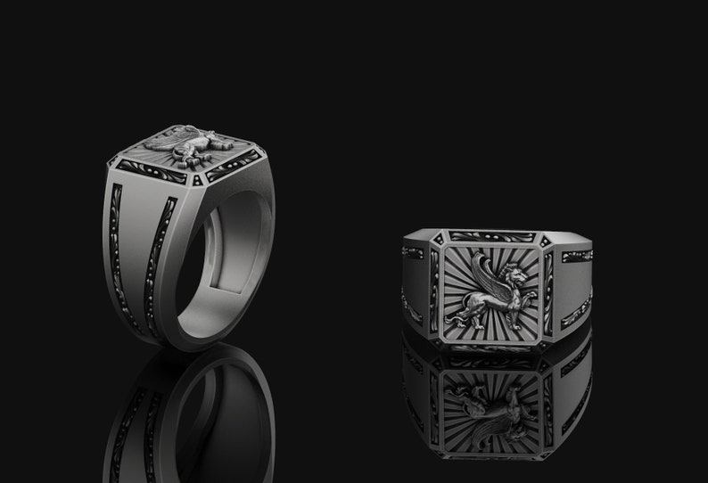 Gold Plated Silver Gryphon Ring Griffon Jewelry Griffin Guardian ...