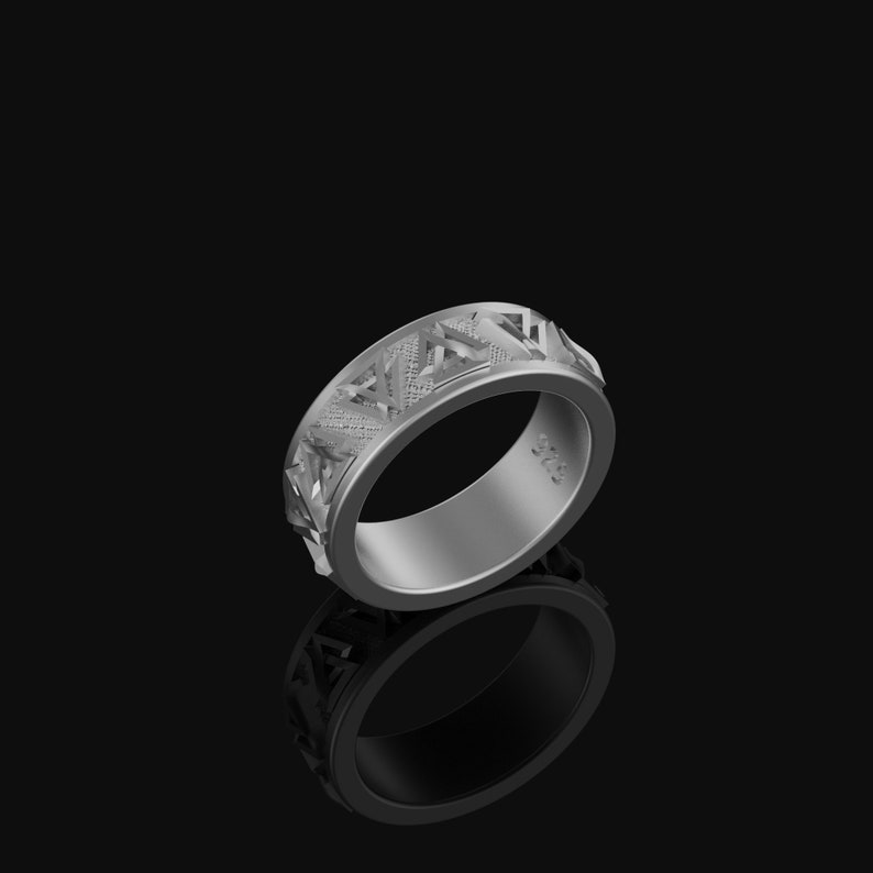 Silver Celtic Valknut Wedding Band Stylish Ring Anniversary - Etsy