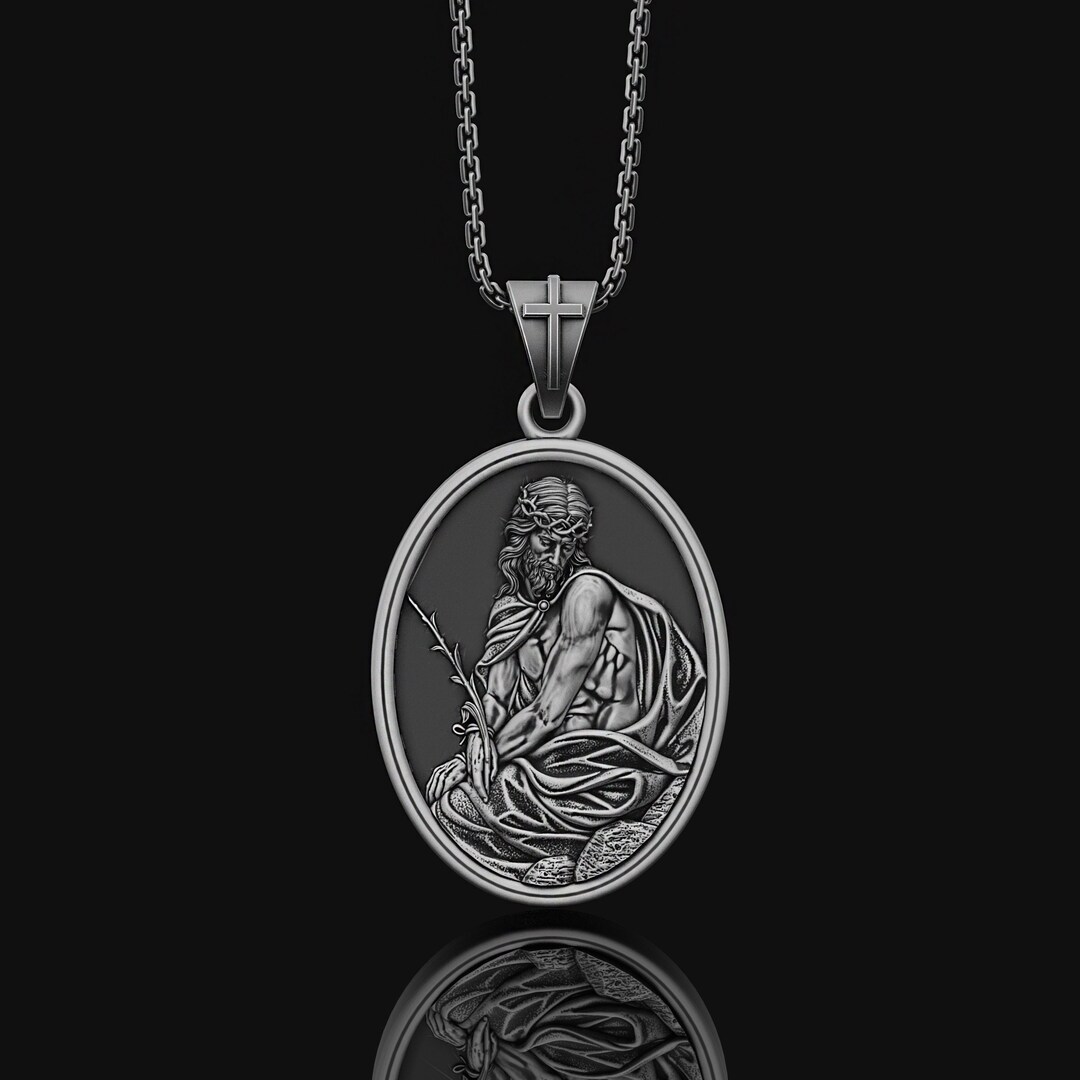 The Pensive Jesus Christ Medal, Silver Catholic Religious Free Shipping ...