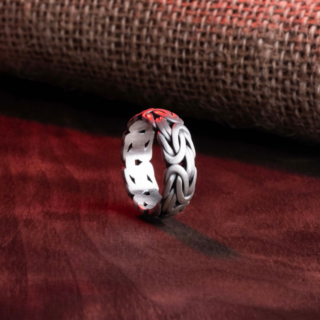 Byzantine Chain Band Ring, Elegant Silver Ring, Stylish Accessory for ...