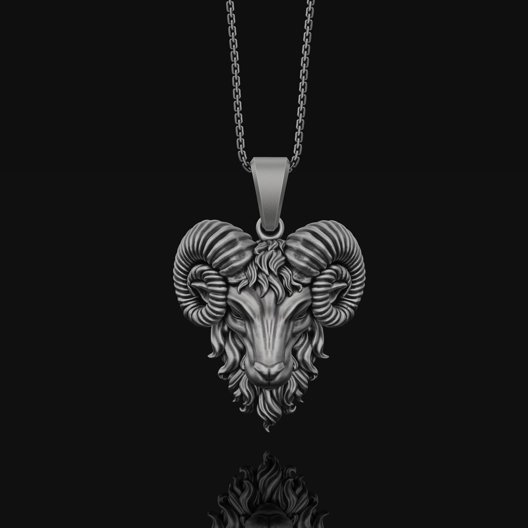 3D Ram Necklace, Silver Ram Head, Ram Pendant, Ram Jewelry, Aries ...