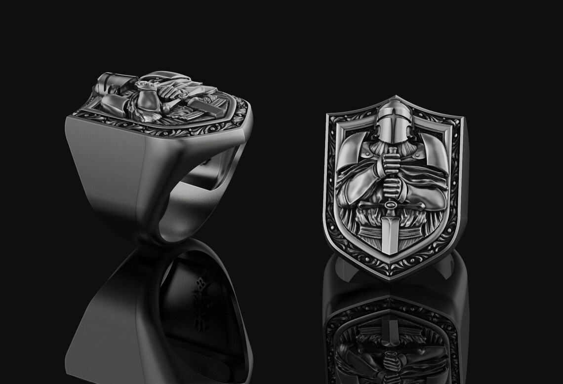 Solid Silver Knight Ring for Men Accessory Valentines Day Gift | Etsy
