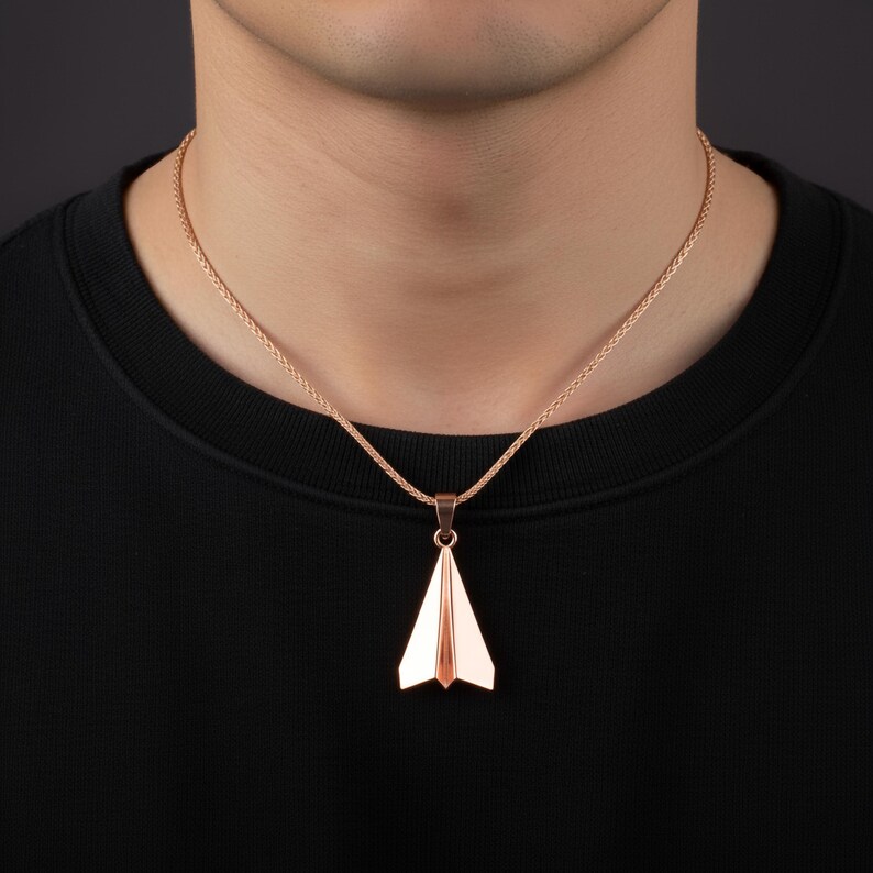 Origami Airplane Pendant - Elegant Geometrical Aviator Necklace, Chic ...
