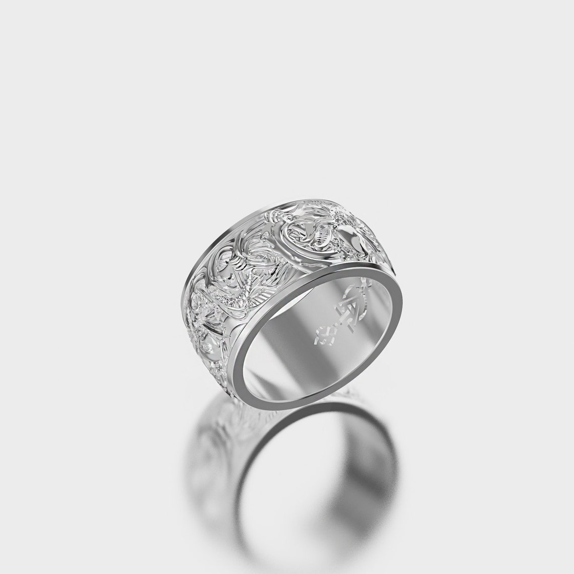 Koi Fish Ring Japanese Wedding Band Silver Engagement Ring | Etsy