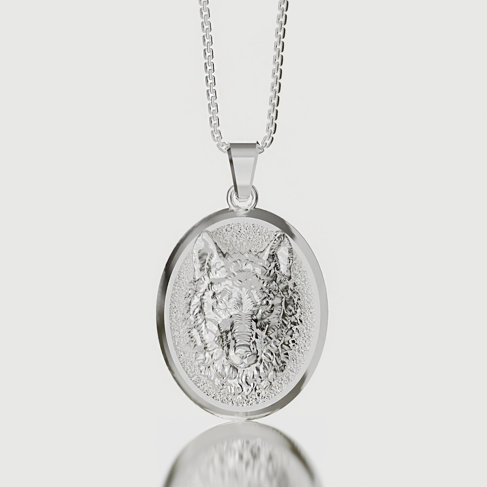 10K Solid Gold Wolf Necklace Men's Gold Jewelry Tri Tone - Etsy