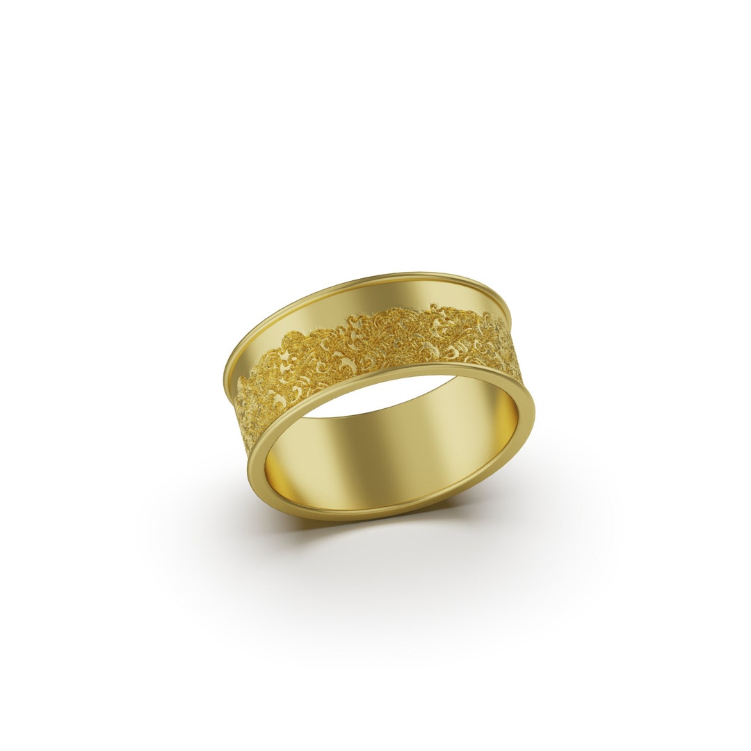 18K Solid Gold Waves Pattern Engagement Ring, 10K White Gold Jewelry ...
