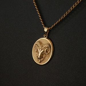 10K, 14K, 18K Gold Ram Pendant April Aries Valentine Gifts for Him ...
