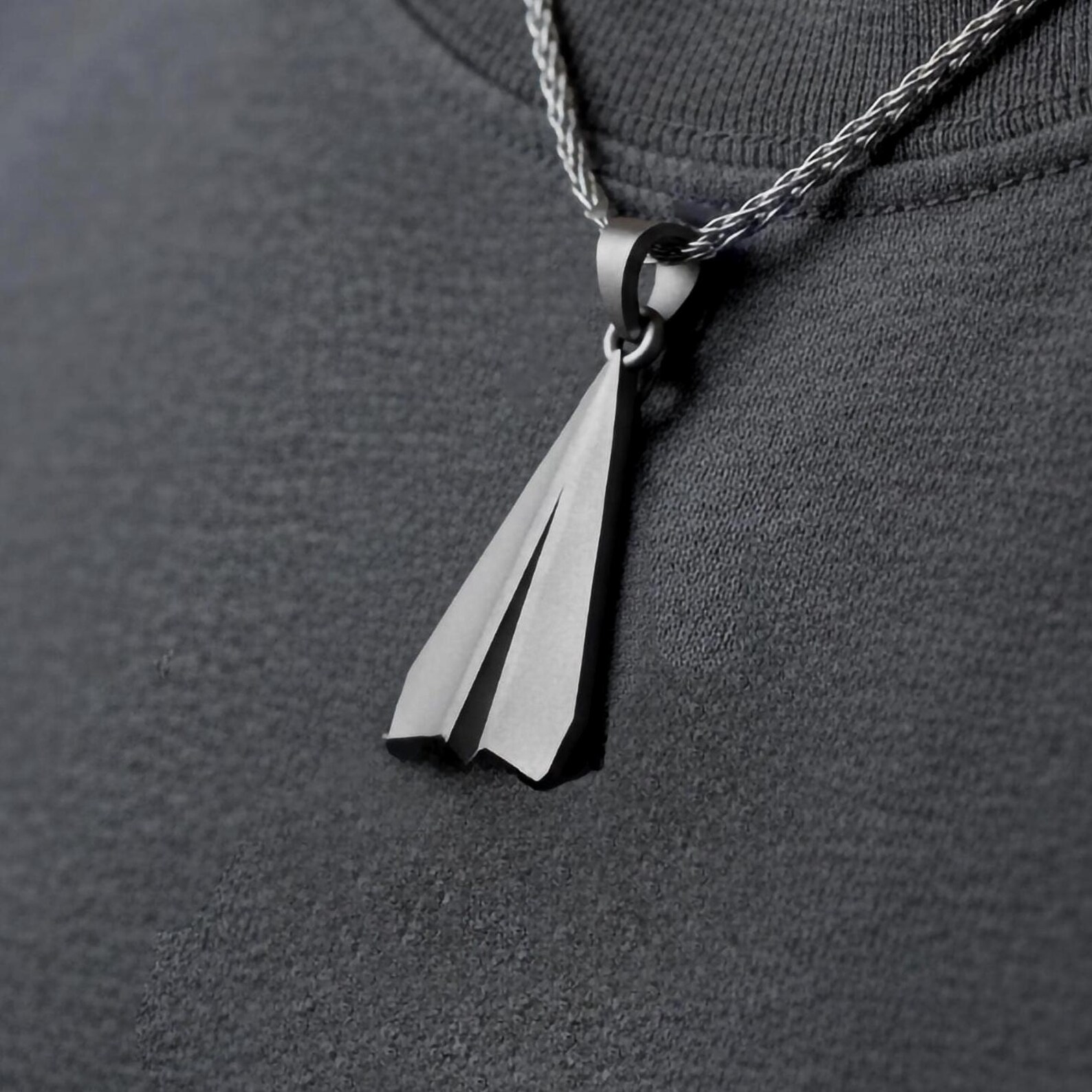 Origami Airplane Pendant - Elegant Geometrical Aviator Necklace, Chic ...