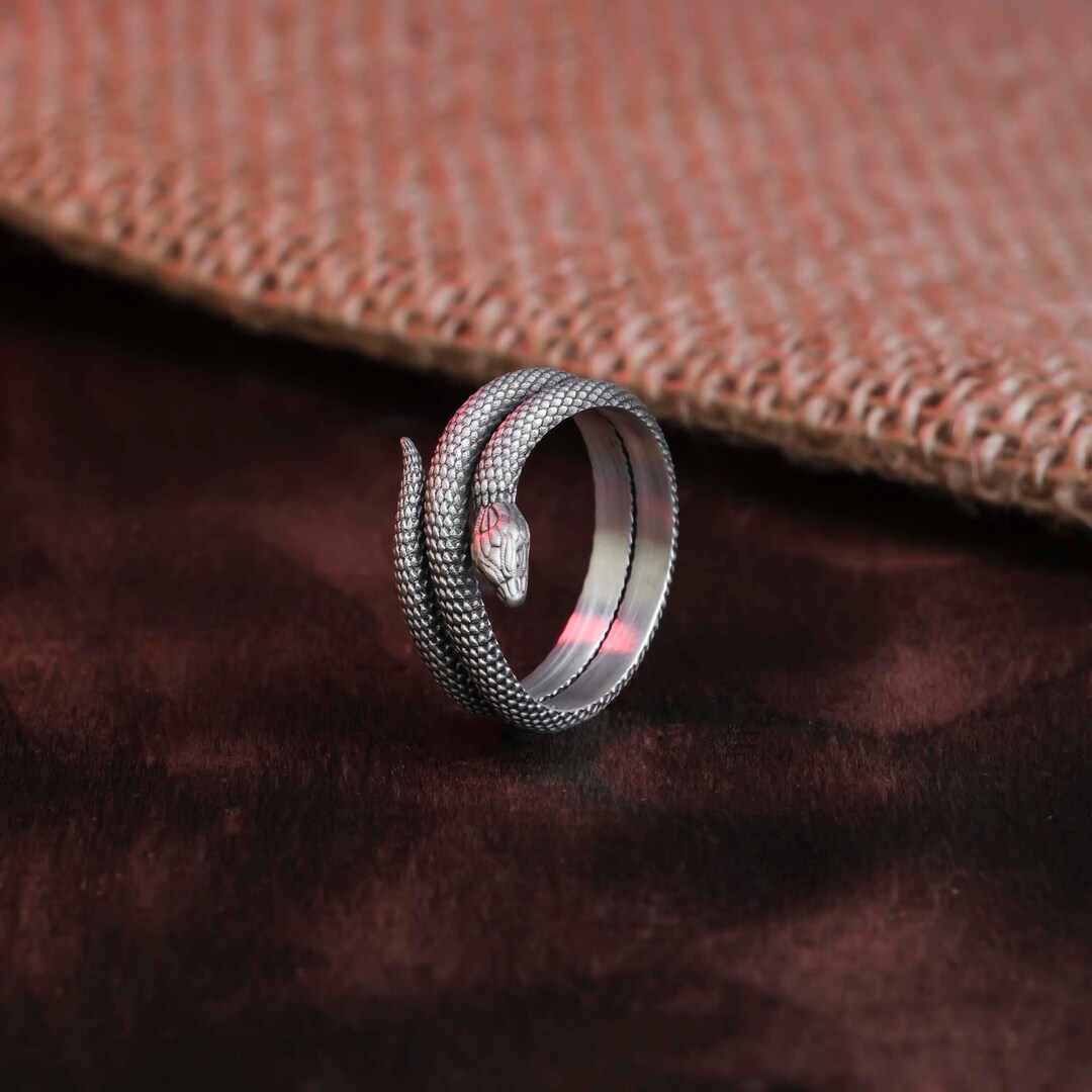 Snake Band Ring, Serpent Silver Band, Slithering Design Ring, Reptile ...