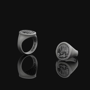 The Animal in the Forest Nature Inspired Pinky Signet Ring in Silver ...