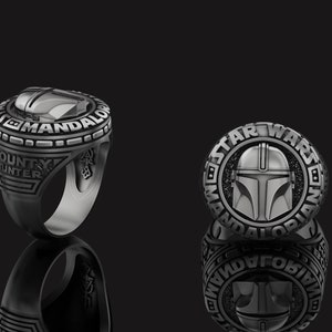 Star Wars Mandalorian Helmet Ring Bounty Hunter Jewelry Bobba Fett ...