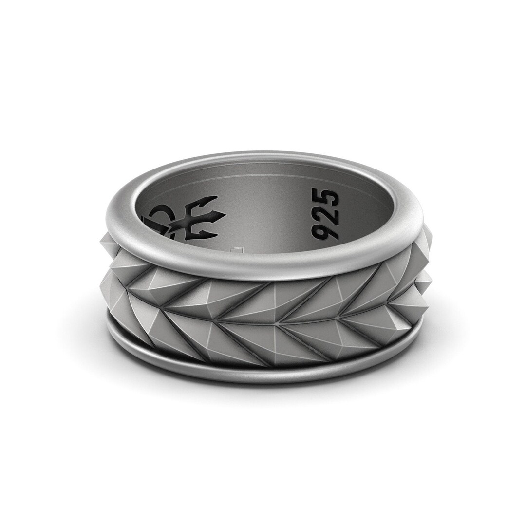 Silver Rotating Tire Pattern Band Ring - Auto-inspired Wheel Design ...