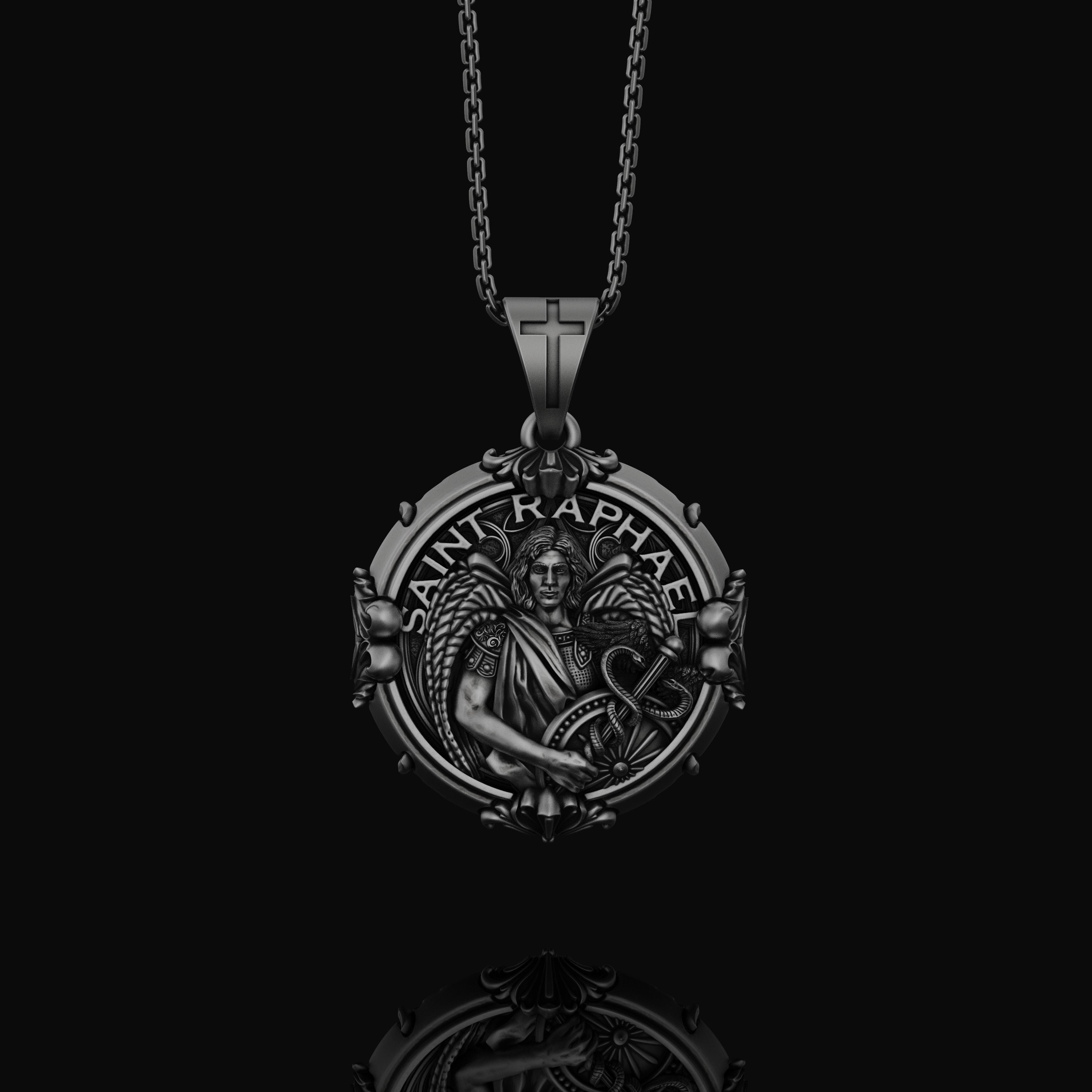 Silver Saint Raphael Pendant - Archangel Raphael Necklace, Healing ...