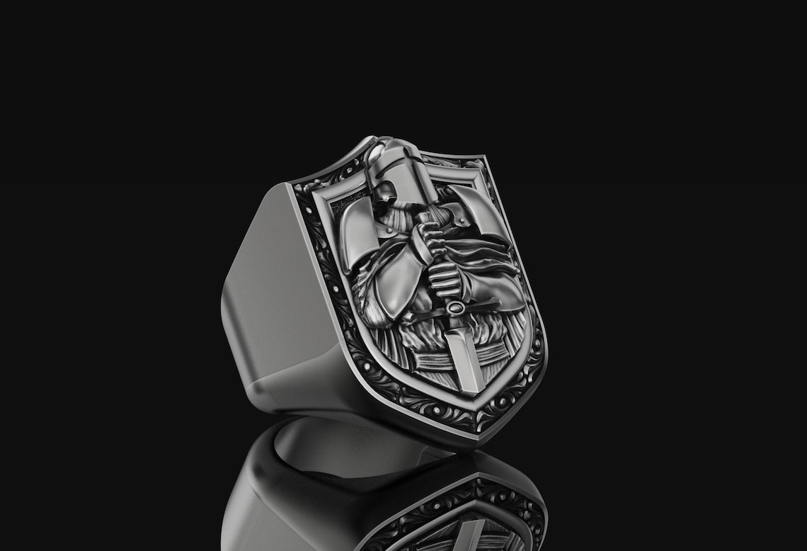 Solid Silver Knight Ring for Men Accessory Valentines Day Gift | Etsy