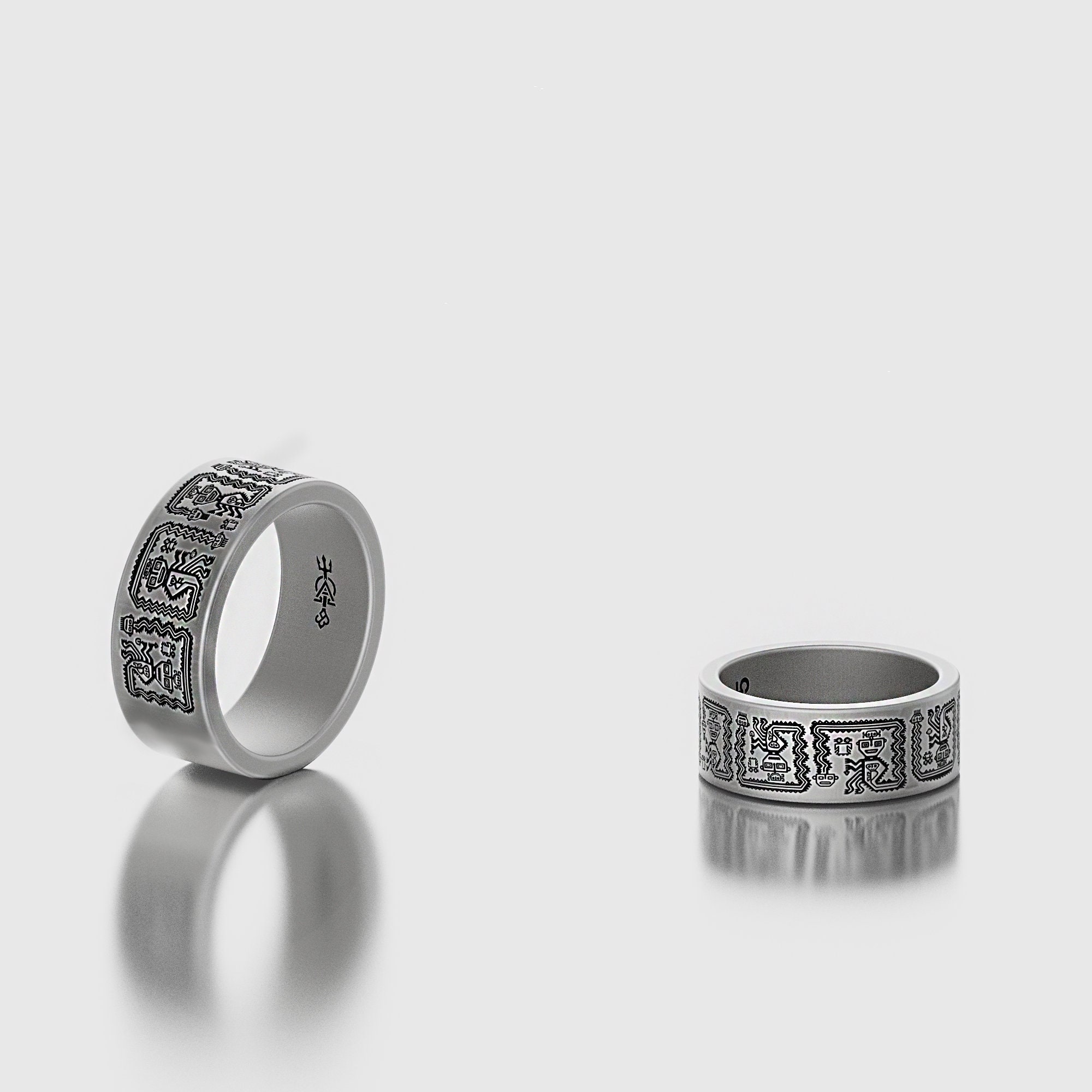 Aztec Maya Ancient Pattern Wedding Band Memorial Gift - Etsy