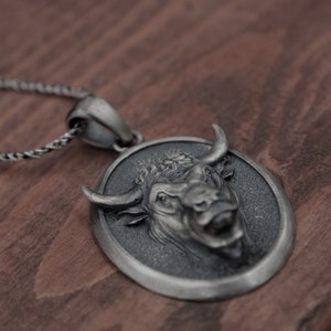 Personalized Bull Necklace Silver Buffalo Accessory Birthday Gift ...