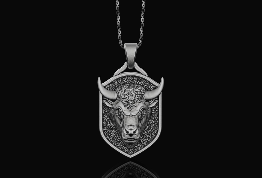 Sterling Silver Bull Necklace Gifts for Men Animal Pendant Jewelry ...