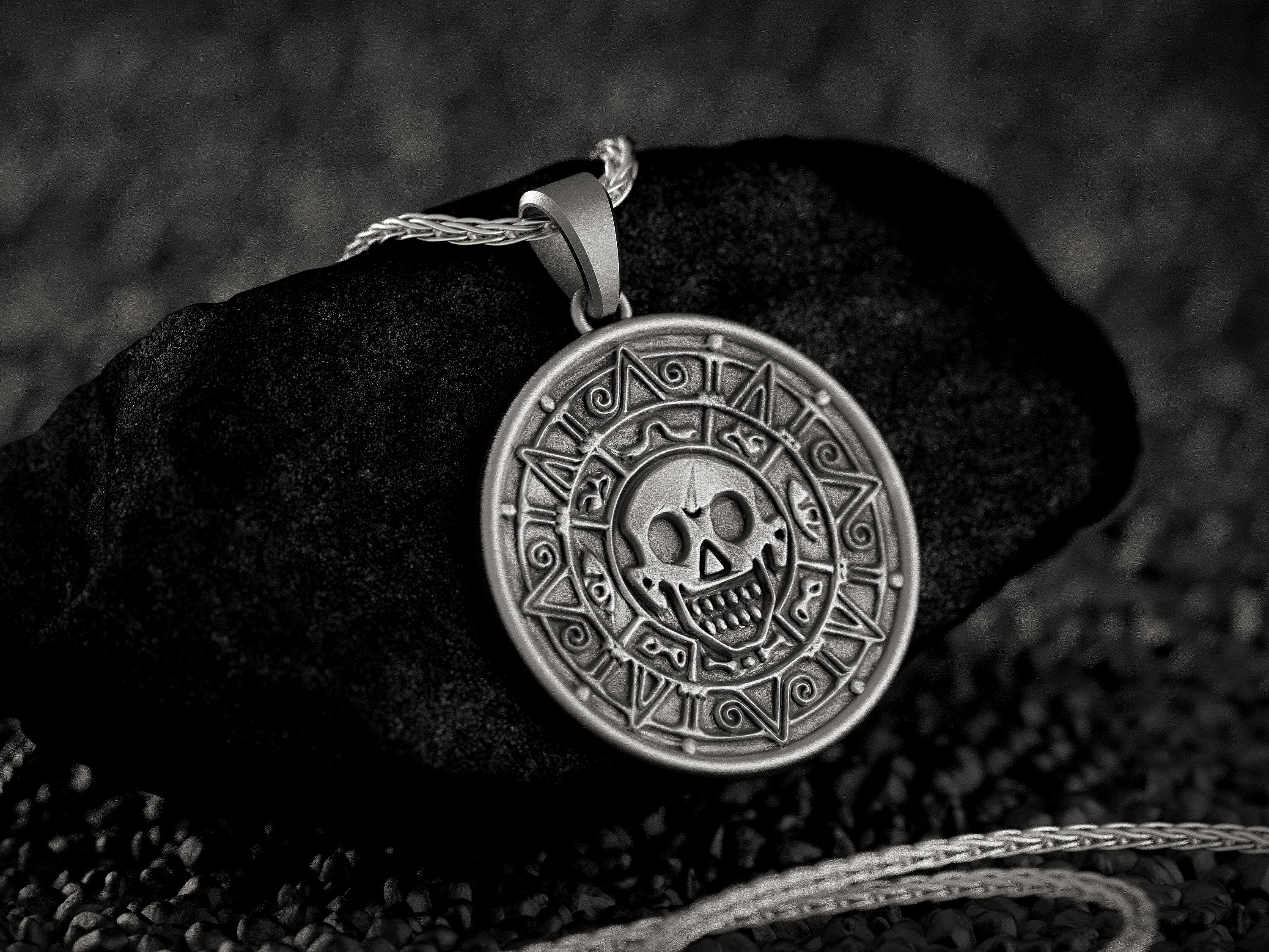 Sterling Silver Cursed Aztec Coin Medallion, Pirates of the Caribbean ...