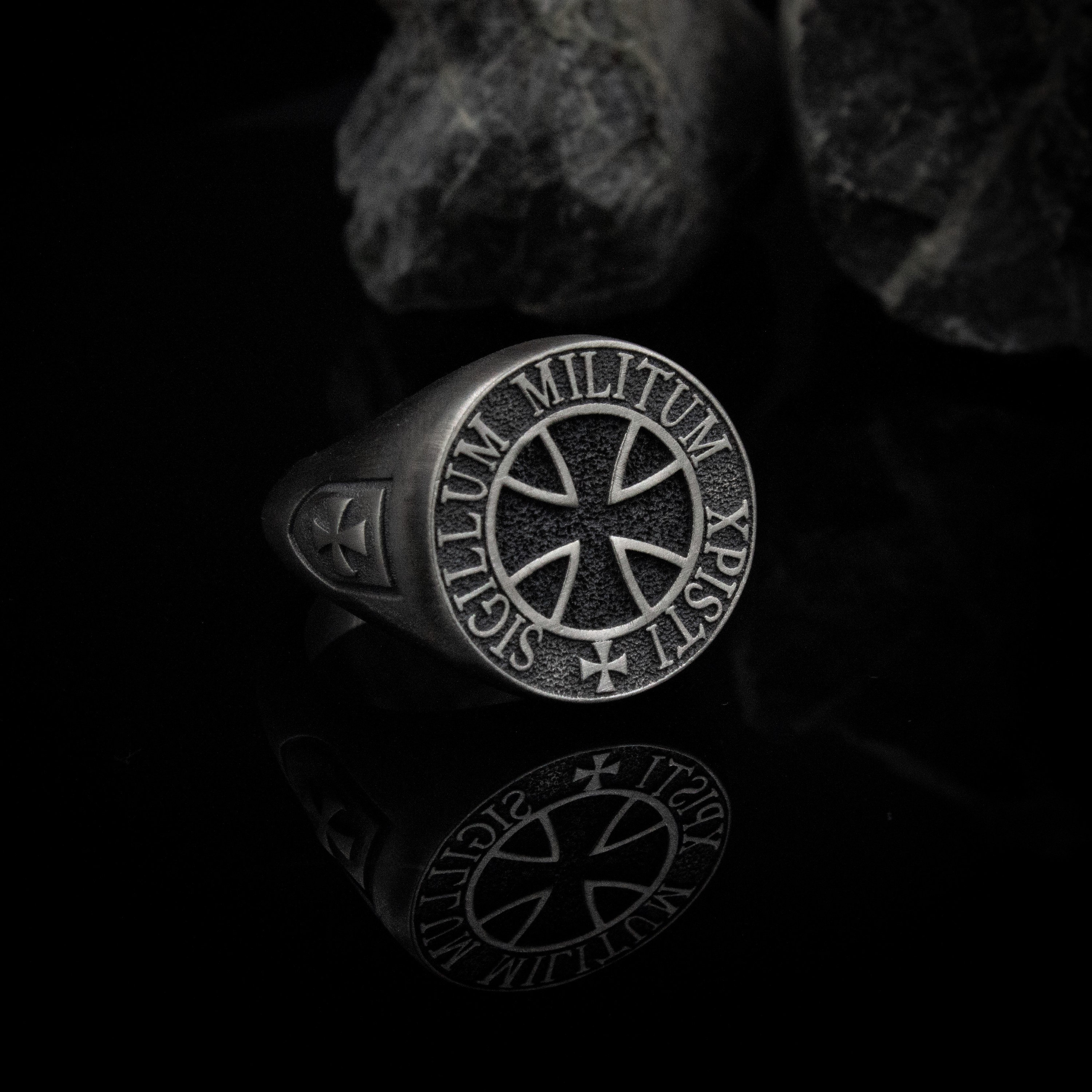 Silver Religious Jewelry Knights Templar Ring Mens Accessory Christian ...